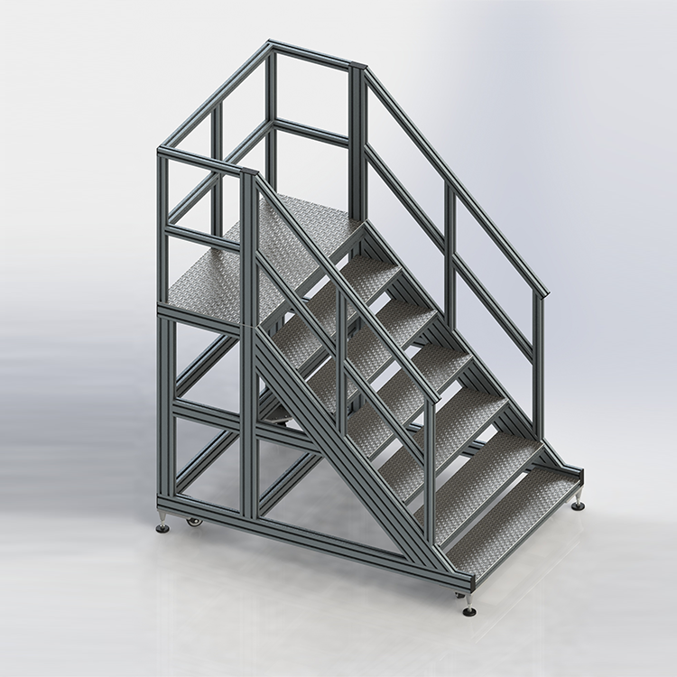 Aluminum Ladder Access Platform System with Safety Rails | Standard ...