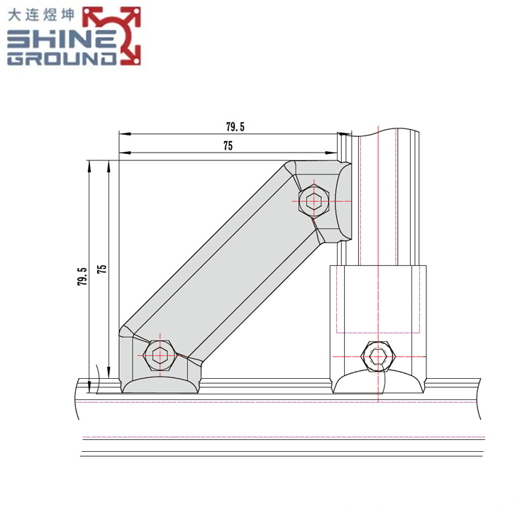45-Degree Reinforcement Joint for 28mm Lean Tubes | Standard Series In ...