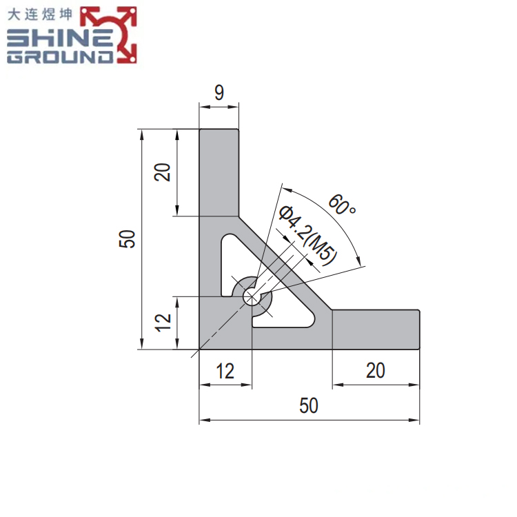 Aluminium Angle Corner Profile 50×50×9mm - Shine Ground